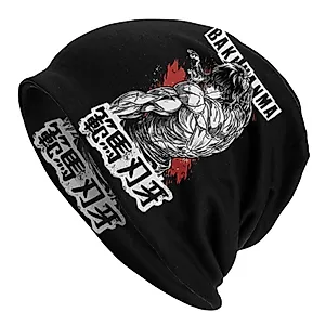 Anime Baki The Grappler Baki Hanma Beanie Hat for Men and Women Summer Thin Hats Knit Skull Black