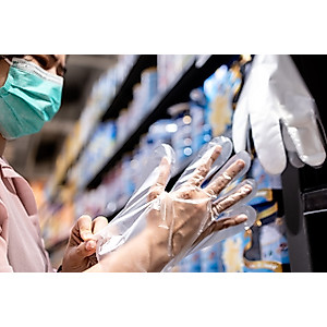 KingSeal 1000 Count Embossed Poly Foodhandling Gloves, Powder-Free, Quick Change, Size MEDIUM, Box Dispenser - 10 Packs of 100 Each