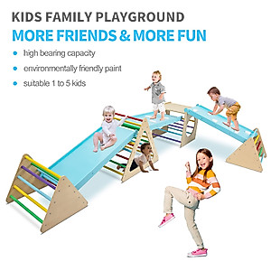 GOME Set of 7 Baby Triangle Climbing Gym Toys Indoor for Toddler Set, 1 Square and 3 Triangle Climber with 3 Ramp for Climbing Sliding and Walking, 7 in 1 Toddler Play Equipment for Indoor Playground