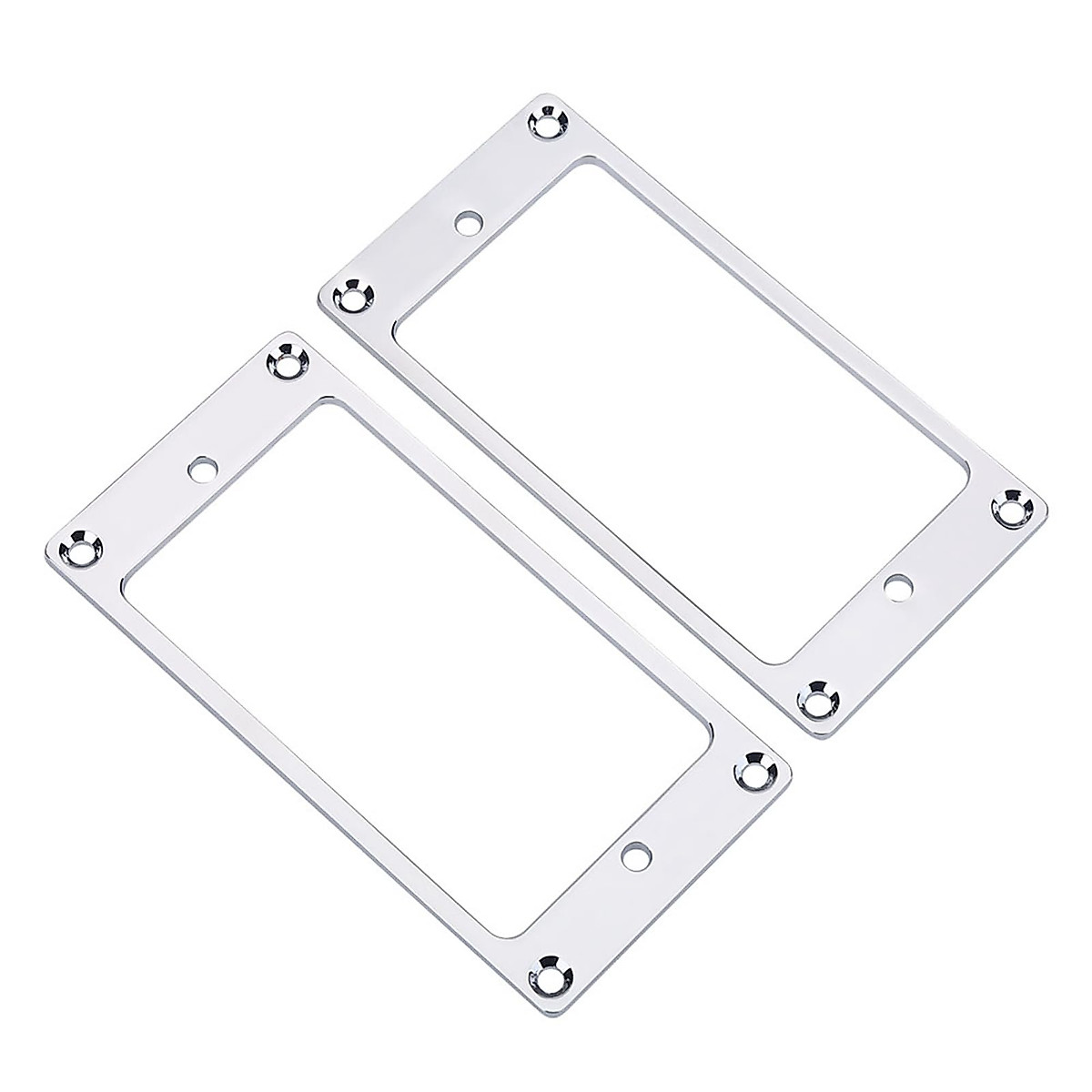 2 Pcs Metal Flat Humbucker Cover Guitar Pickup Frame Mounting Ring (Silver) Chrome Pickup Rings Humbucker Mounting Ring Chrome Guitar Pickup Rings