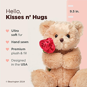 Bearington Remington The Teddy Bear, 9.5 Inch Valentine's Day Stuffed Animal, Ideal for Valentine's Gift for Kids & Girlfriends