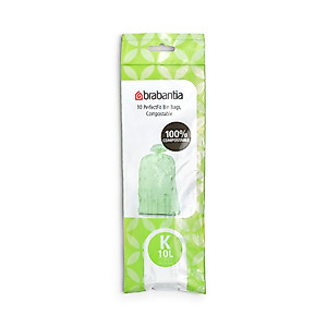 Brabantia Compostable Bin Liners, Size K, Litre, 10 Bag roll