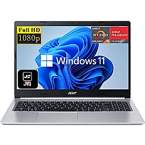 Newest Acer Aspire 5 Slim 15.6" FHD IPS Laptop, AMD 6-Core Ryzen 5 5500U(Up to 4GHz,Beat i7-1165g7), 8GB DDR4 RAM, 128GB SSD+500GB HDD, WiFi 6, Webcam, Backlit Keyboard, USB-C, HDMI, Windows 11+JVQ MP