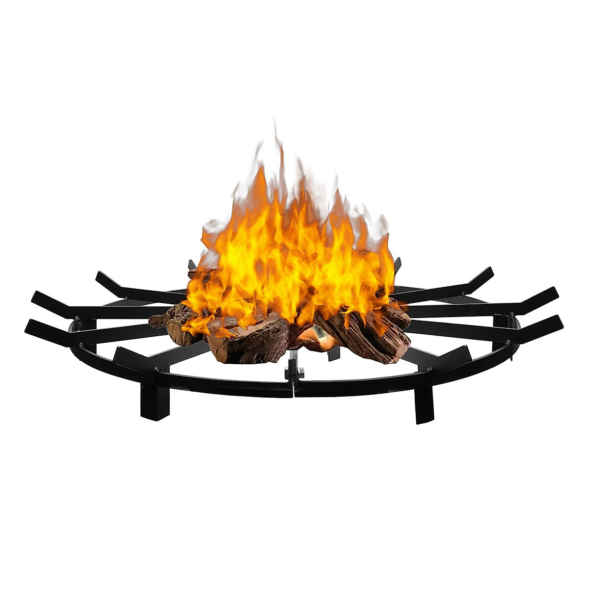 Round Fire Pit Grate 32 x 32 x 4.5 Inches, Heavy Duty Wagon Wheel Firewood Fireplace Grate, 6 + 2 Legs Spider Fire Pit Grill Grates, Fire Logs Stove Burning Rack for Inside Outdoor Campfire Bar