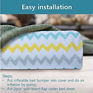 Bed Rail for Toddlers 2-Pack, CPSIA Certified - 50-Inch Long Inflatable Crib Bumpers for Home or Travel, Adjustable Toddler Bed Rails Guard Fits Twin, Full, Queen, King Size Bed Mattress