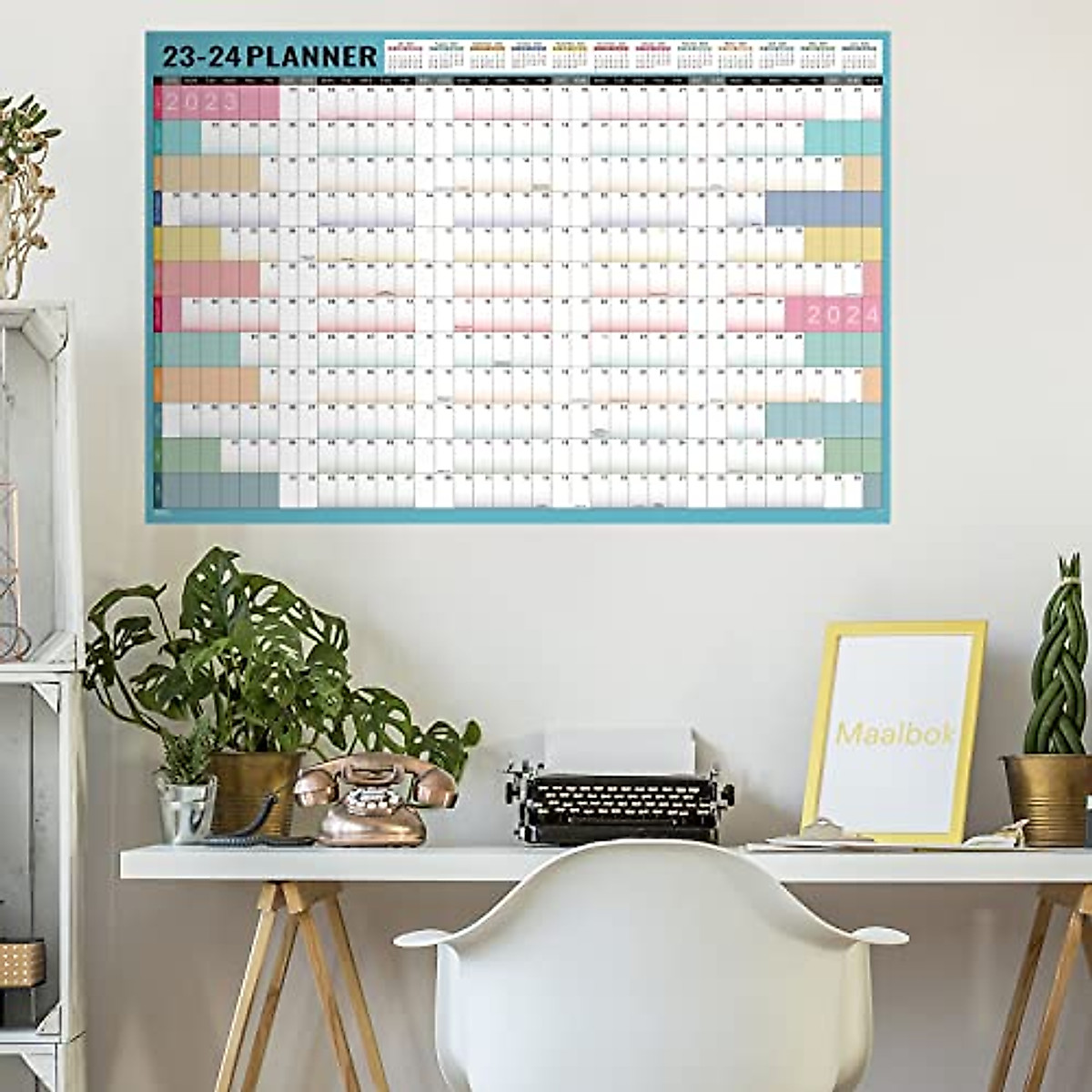 2023-2024 Yearly Wall Calendar - July 2023 - June 2024, Yearly Wall Calendar 2023-2024, 2023-2024 Wall Calendar with Holidays, 23.1" x 34.6" (Open), Year-Round Large Wall Calendar, Colorful, Thick Paper, Double-Sided Small Round Sticks