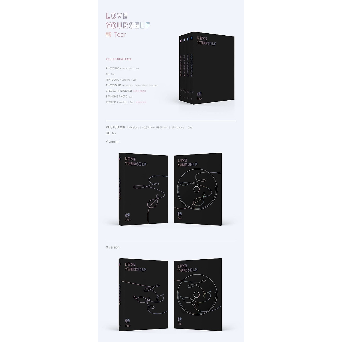 Dreamus BTS - LOVE YOURSELF 轉 TEAR CD+Folded Poster [ U ver. ]