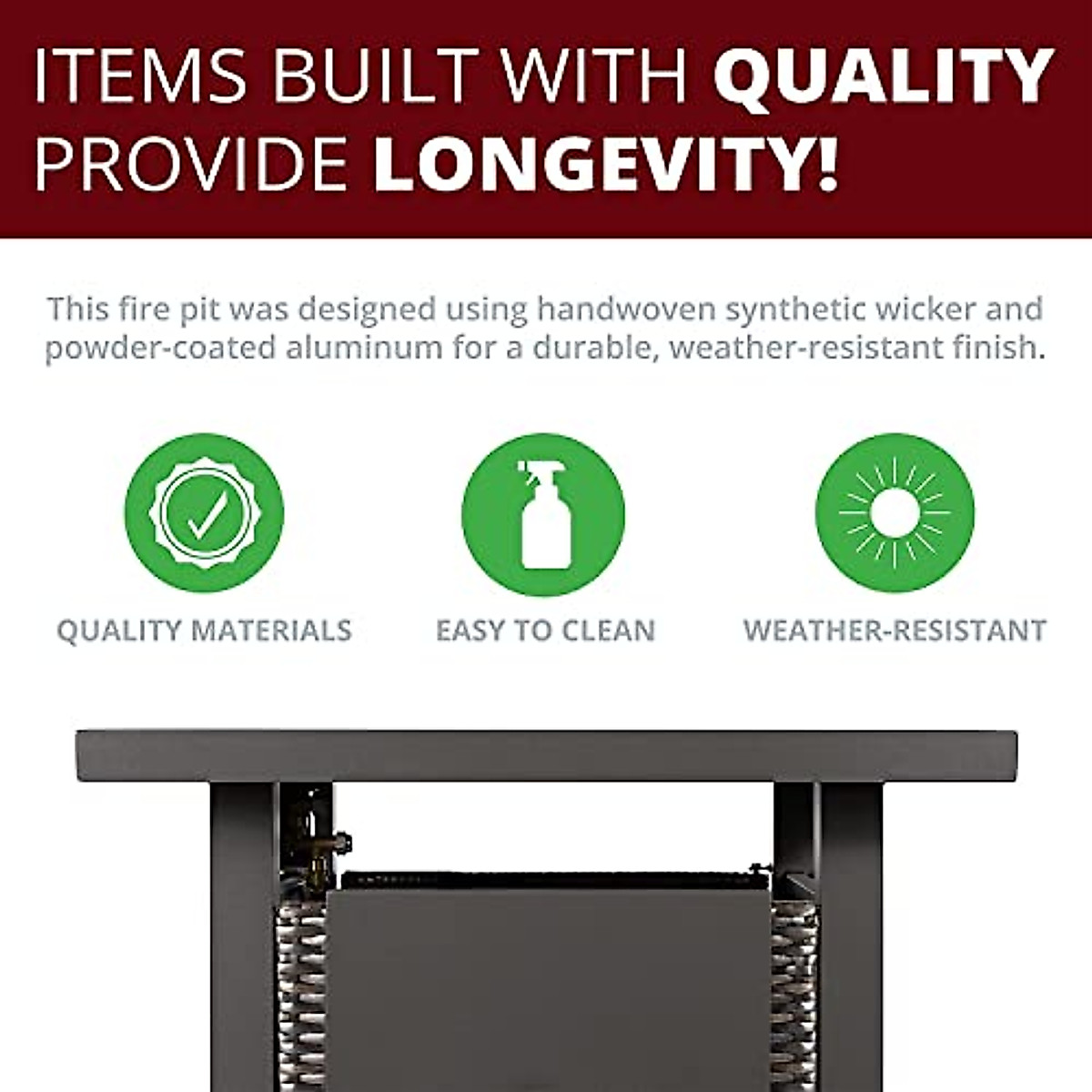 Lokingrise Fire Pit Table, 28 inch 50,000 BTU Outdoor Square Gas Fire Pit Table for Patio, Garden, Backyard（Grey） (28 Inch, Grey)