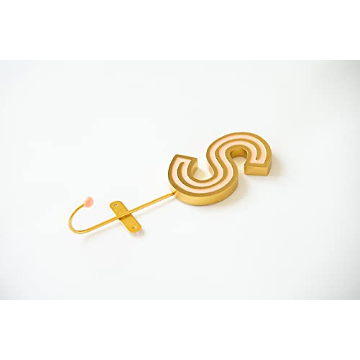 COLLECTIVE HOME - Monogram Wall Hooks, Wall Mounted Hooks for Hanging, Wood Letters for Wall Decor, Home-Bedroom-Livingroom Gold Decor, Decorative Wall Hangers for Coat, Scarf, Bag(S)