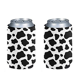 SEANATIVE Lover Cow Skin Can Cooler Beer Cooler Sleeve 2 Pack Sets of Party Can Coozie, Insulated Beer Can Holder for Cold Drinks, 16oz Can Bottle Size S