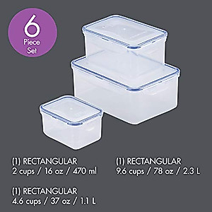 LocknLock Easy Essentials Food Storage lids/Airtight containers, BPA Free, 6-Piece, Clear