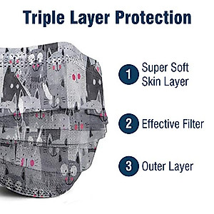 WECARE Disposable Face Masks For Kids, 50 Print Masks, Individually Wrapped for School and Travel (Fun Pack)