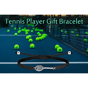 KUIYAI Tennis Racquet Gift Tennis Lovers Gift Always Remember You are Braver Stronger Smarter Than You Think Bracelet Future Tennis Player Gift Coach Gift Team Gift (TennisBrace-blk)