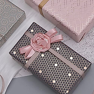 Blavermant Wrapping paper rolls, Gift Wrapping Paper Mini Roll - 17" X 10 ft Per roll, 3 Different Geometric Design for Families Friends Kids in Birthday Wedding Baby Shower Congrats Party