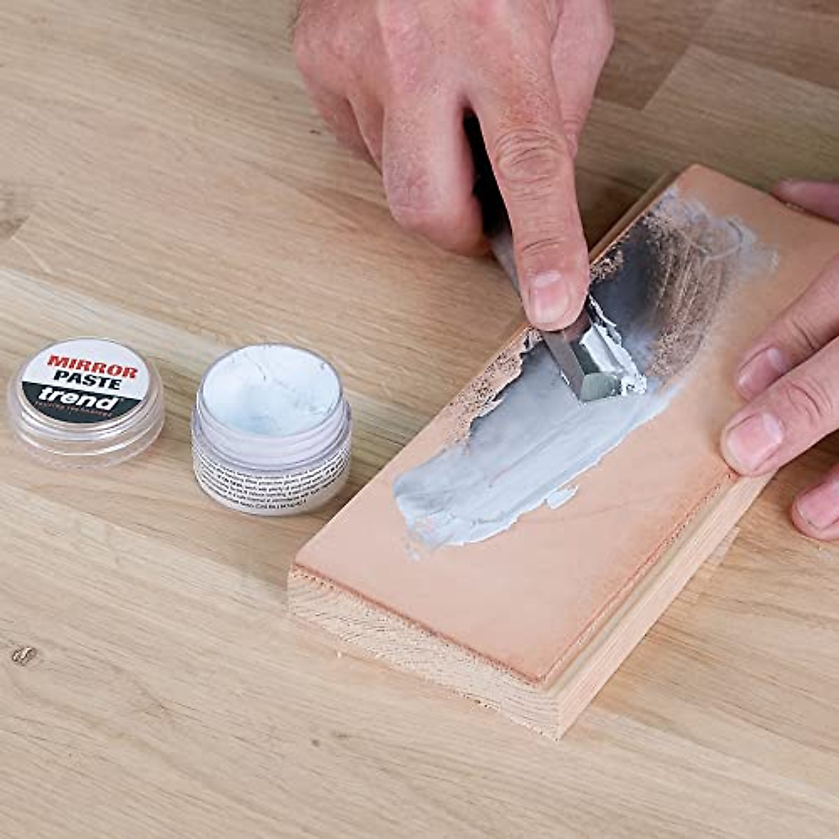 Trend Ultra Fine Mirror Paste & Premium Leather Strop, Hone and Polish Your Knives and Sharpened Tools, DWS/MP/KIT