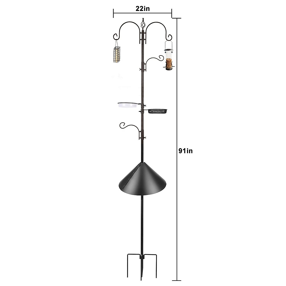 ERYTLLY Bird Feeders Bird Feeding Station Kit Bird Feeding Pole Wild Bird Feeder Hanging Kit with Squirrel Guard Baffle Suet Cage Tube Bird Feeder Planter Hanger Multi Feeder for Attracting Wild Birds