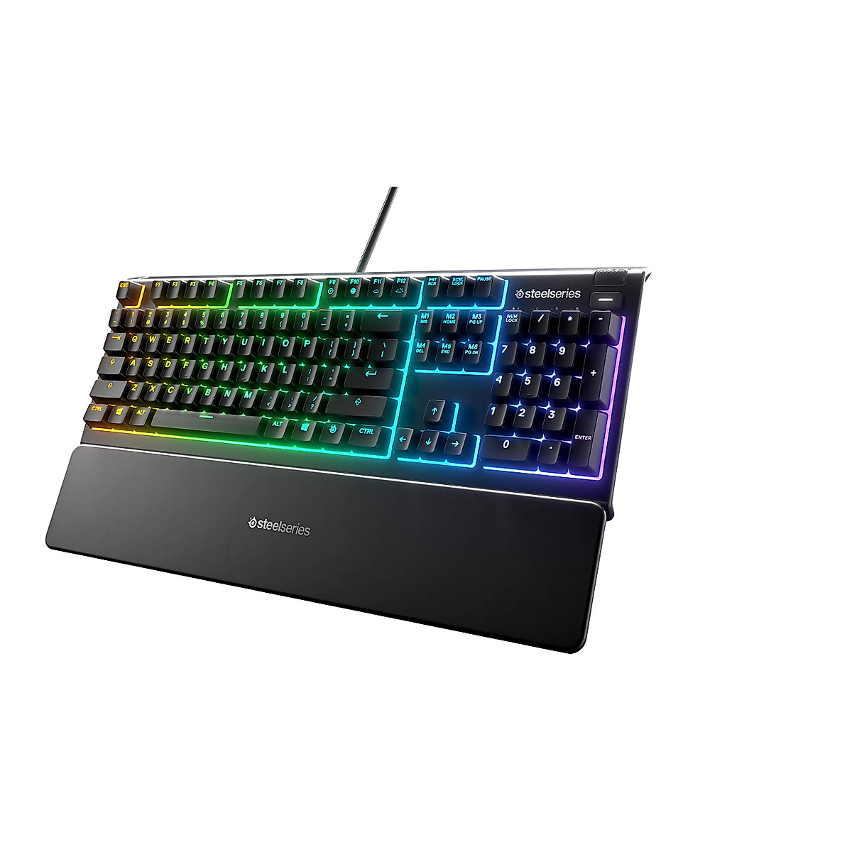 SteelSeries Apex 3 RGB Gaming Keyboard – 10-Zone RGB Illumination – IP32 Water Resistant – Premium Magnetic Wrist Rest (Whisper Quiet Gaming Switch) - BR (Brazilian Portuguese)
