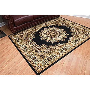 United Weavers Dallas Floral Kirman Area Rug - Black, 8x11, Traditional Indoor Floor Rug with Jute Backing