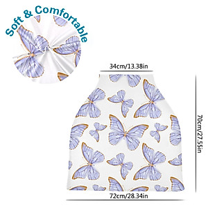 Nursing Cover Breastfeeding Scarf Purple Butterflies- Baby Car Seat Covers, Stroller Cover, Carseat Canopy(6te0j)