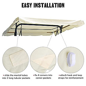 Yescom 64"x47" Deluxe Outdoor Swing Canopy Replacement UV30+ 180gsm Porch Top Cover for Patio Yard Seat
