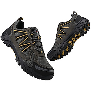 LUSWIN Men's Hiking Shoes Outdoor Breathable Walking Sneakers Non-Slip Durable Trekking Trail Shoe Lightweight,Bark Green 42