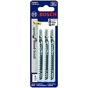 BOSCH T244D3 4-Inch 6TPI Jig Saw Blades, 3 Piece (Pack of 1)