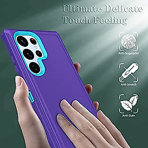 Qinmay Phone Case for Samsung Galaxy S23 Ultra Case with HD Screen Protector, Heavy Duty Shockproof & Dropproof 3-Layer Cover Phone Case for Galaxy S23 Ultra (Purple)