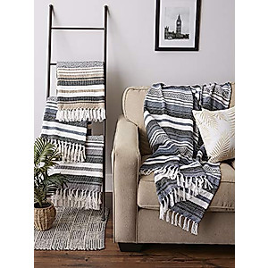 DII Farmhouse Woven Throw, 50x60 with 3" Fringe, Stone, 1 Piece
