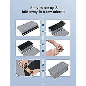 Nicehill Storage Ottoman with Wooden Legs, Nicehill Ottoman with Storage for Living Room, Folding Storage Ottoman Bench for Bedroom, Ottoman Foot Rest Stool, Linen Fabric Dark Grey 30" Ottoman