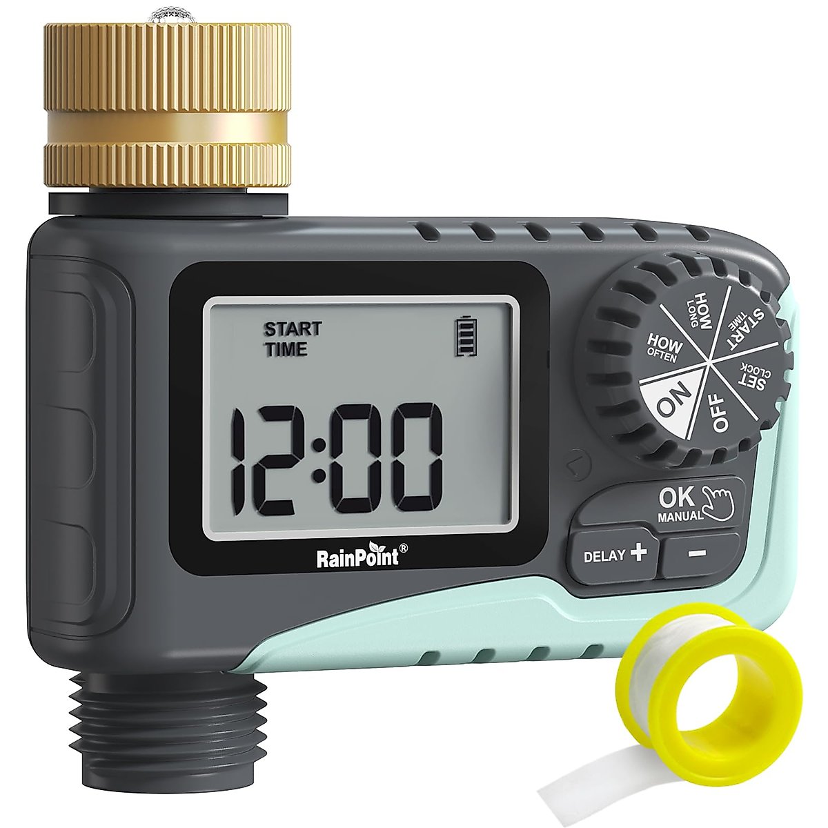 RAINPOINT Sprinkler Timer Outdoor Brass Swivel, Water Timer for Garden Hose Faucet Timer, Programmable Watering Irrigation Timer V2, 2024 Release