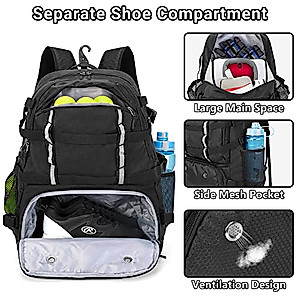 DSLEAF Lacrosse Bag with Stick Holder, Lacrosse Backpack with External Buckle Straps to Fix Helmet, Separate Shoe Space and Other Pockets to Hold Shoes US Mens 13 and Other Lacrosse Equipment (Patent Design)