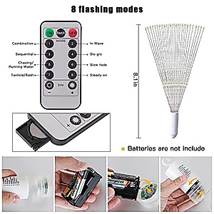 Techip 4PCS 120LED Starburst String Lights Christmas Halloween Lights Copper Wire Battery Operated Hanging Fairy Lights with Remote Timer Christmas Decorative Lights for Party Patio Indoor Outdoor