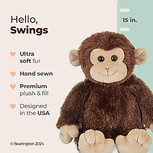 Bearington Swings The Monkey Plush, 15 Inch Monkey Stuffed Animal