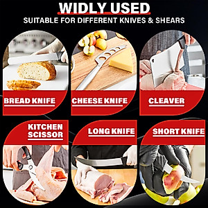 Huusk Butcher Knife Set, Hand Forged Serbian Chef Knife, Viking Boning Knife,Cleaver Knife with Sheaths, 10" High Carbon Steel Knife Steel Sharpener,3200 Grit Sharpening Steel (Round)