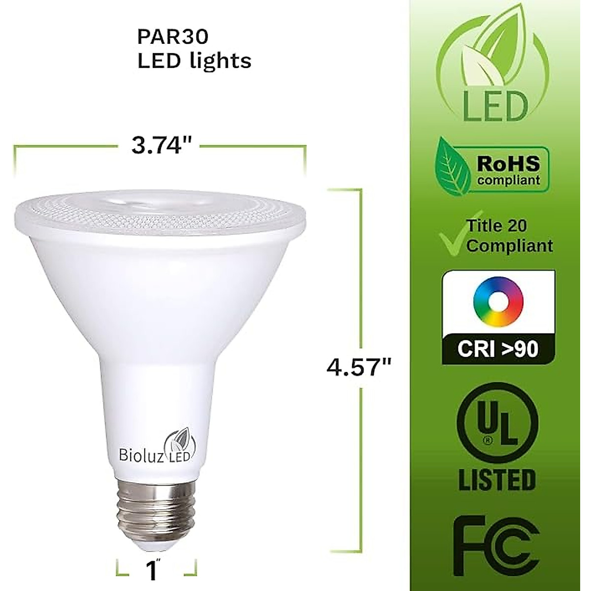 Bioluz LED 8-Pack PAR30 LED Light Bulbs, 10W = 100W Replacement, 3000K Soft White LED Light Bulbs, 90 CRI, Dimmable, LED Flood Light Outdoor, Spot Lights Indoor, UL Listed, Title 20 Compliant