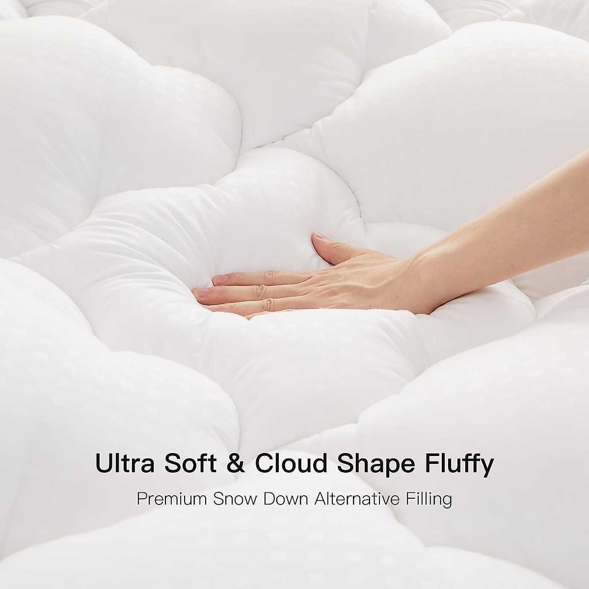 Belffin Pillow Top Mattress Topper Twin Size, Mattress Pad Cover with 8-21 Inch Deep Pocket, Bed Mattress Protector for Back Pain Relief, Soft Breathable Overfilled Down Alternative Filling, White