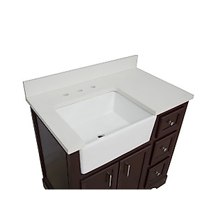 Kitchen Bath Collection Zelda 36-inch Farmhouse Vanity (Quartz/Weathered Gray): Includes Weathered Gray Cabinet with Stunning Quartz Countertop and White Ceramic Farmhouse Apron Sink