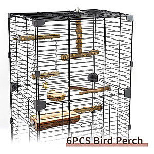 HPAWHOMEPART Bird Perches, 6pcs Natural Wood Birds Stand Branch, Bird Perch Chewing Stick Cage Accessories Parrot Climbing Standing Branches Paw Grinding Fork Sets for Parakeet Lovebirds Cockatiels