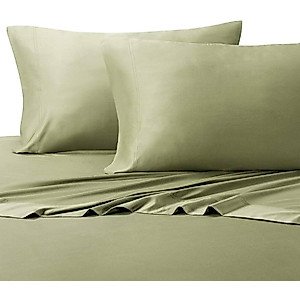 TASHMIA Sheet Set Twin XL Size 39"x 80" x 12" Deep Pocket 100% Egyptian Cotton 600 Thread Count Soft & Silky Sateen Weave Sheets Sage Solid