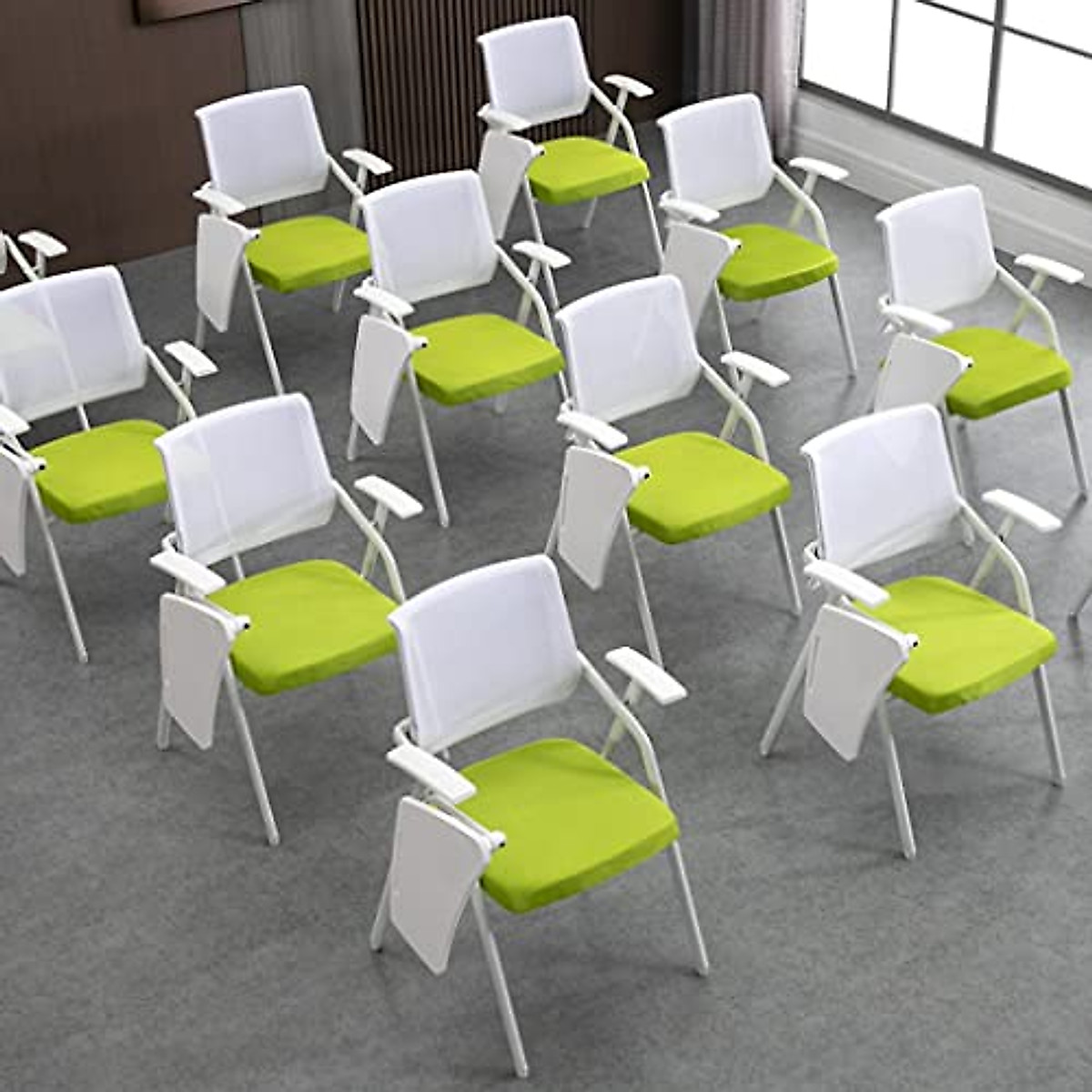 Office Products Foldable Office Conference Chair Training Chair with Writing Board Exam Chair Study Chair Mesh Chair with Armrests(Orange)