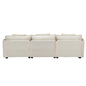 OUYESSIR Oversized Sectional Sofa Cloud Couch for Living Room, 112" Chenille Modern Upholstery L Shape Sofa, Comfy Boucle Modular Sleeper Sofa with Ottoman & Memory Foam,White