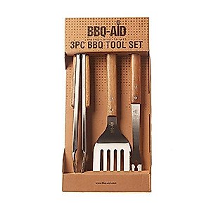 BBQ-AID Pro Grill Set - 6 Piece Bundle - Featuring Grill Brush, Replacement Heads, Spatula, Tongs, and Fork