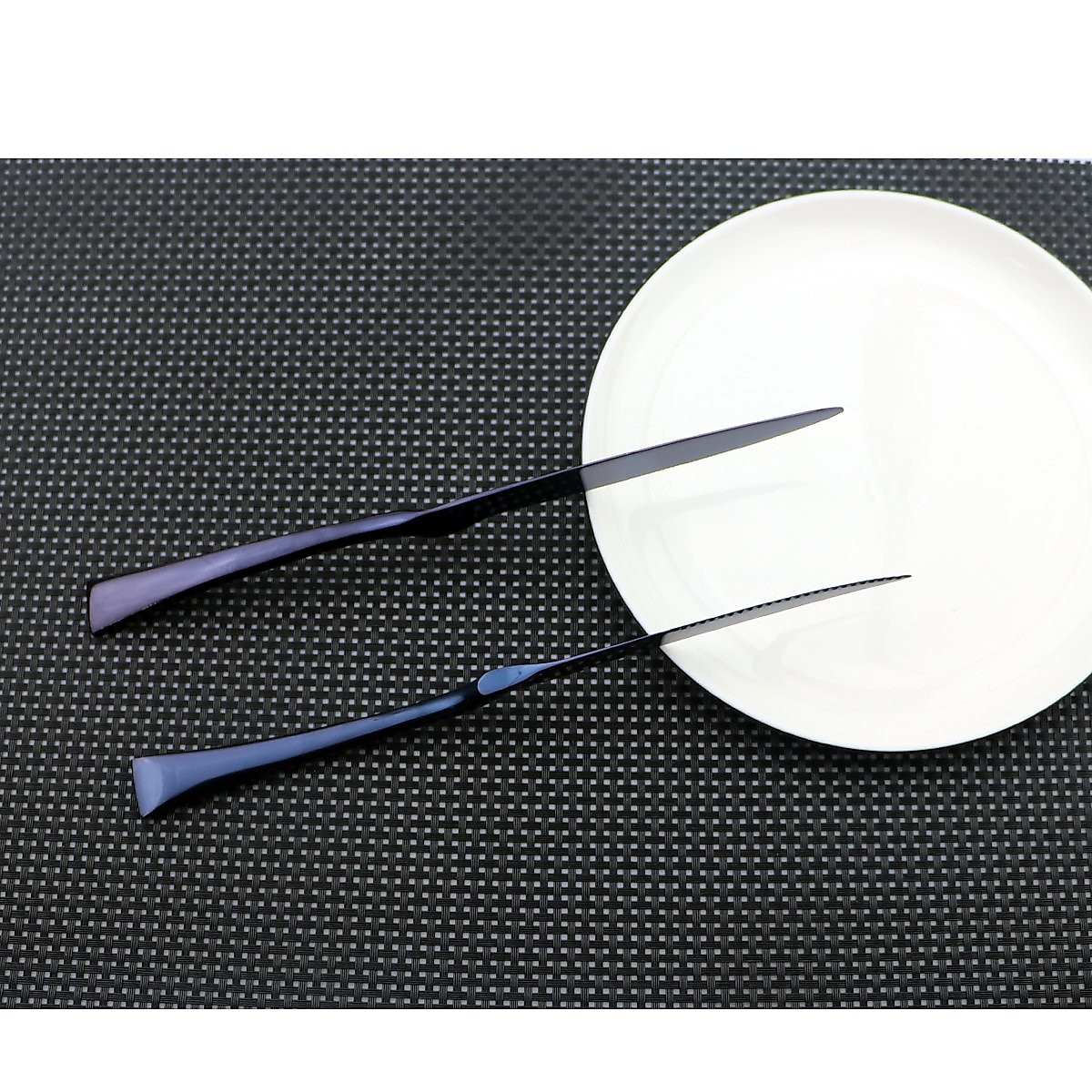 Uniturcky Flatware Set 18/10 Stainless Steel Mirror Polished Blue Cutlery - Silverware Utensil Set of Serrated Steak Knife Dinner Fork Knife Spoon Salad Fork Dessert Spoon,24 Piece Service for 4