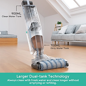 Tesvor Cordless Wet Dry Vacuum Cleaner and Mop, R5 Hardwood Floors Cleaner, Self-Cleaning Wet Dry Vacuum for Multi-Surface Cleaning