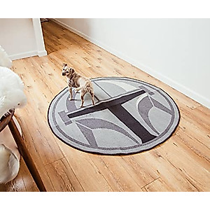 Ukonic Star Wars: The Mandalorian Helmet 52-Inch Round Printed Area Rug | Indoor Floor Mat, Accent Rugs for Living Room and Bedroom, Home Decor for Kids Playroom | Movie Gifts and Collectibles