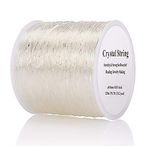 0.8mm Elastic String, 393.7ft Clear Crystal Stretch Cord Clay Beads String for Bracelet Handcrafts Necklace Jewelry Making