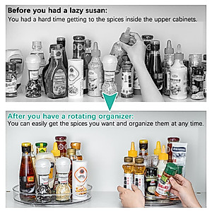 CXRYLZ 2 Pack 10.6 inch Lazy Susan Cabinet Organizer, PET Rotating Storage Rack, Spice Organizer Storage Cabinet, Plastic Lazy Susan Turntable for Fridge Pantry Kitchen Bathroom Bedroom