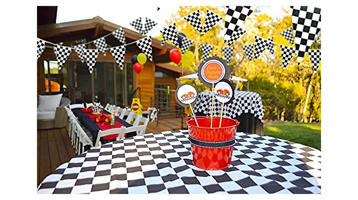 100ft Black & White Checkered Flag Racing Party Banner