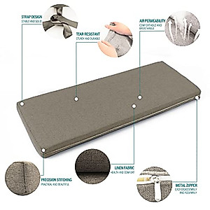 mudilun Indoor 31inch Piano Bench Cushion Outdoor UV Protection Lounge Patio Seat Pad Thickened Soft Sofa Pads Kitchen Dining Washable Cushions(Beige)