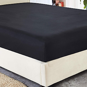 PHOENIX HOME TEXTILES 1500 Collection Soft Brushed Microfiber Sheet Set with 15-Inch Deep Pocket -Wrinkle Fade and Stain Resistant (Queen, Black)